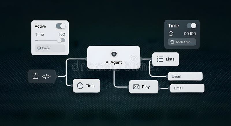 AI Agent Workflow Diagram: Artificial Intelligence Automation Process with User Interface ...