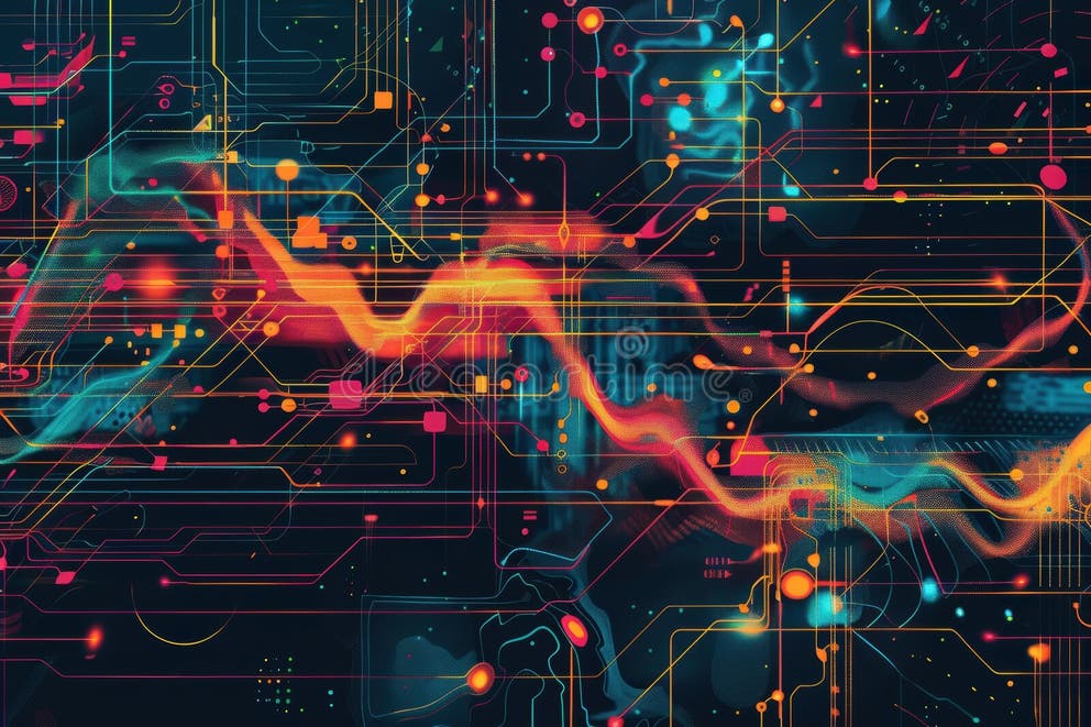 AI Algorithm Abstract Background with Digital Patterns, Circuits, and ...