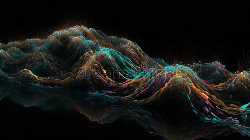 AI Algorithm Visualized As Flowing Data Stream Stock Illustration - Illustration of algorithm ...