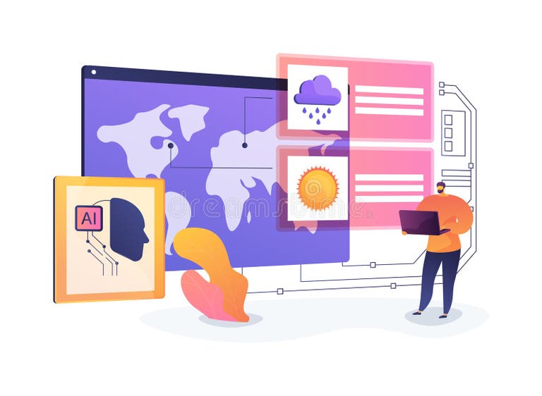 AI-Analyzed Weather Forecasting Abstract Concept Vector Illustration ...