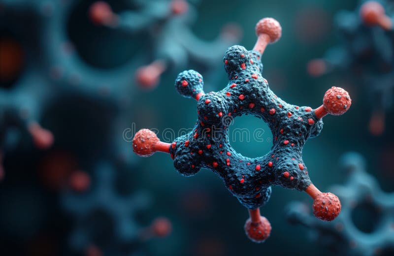 AI Analyzes Molecule Structure. 3D Rendering Shows Complex Atom Bonds ...