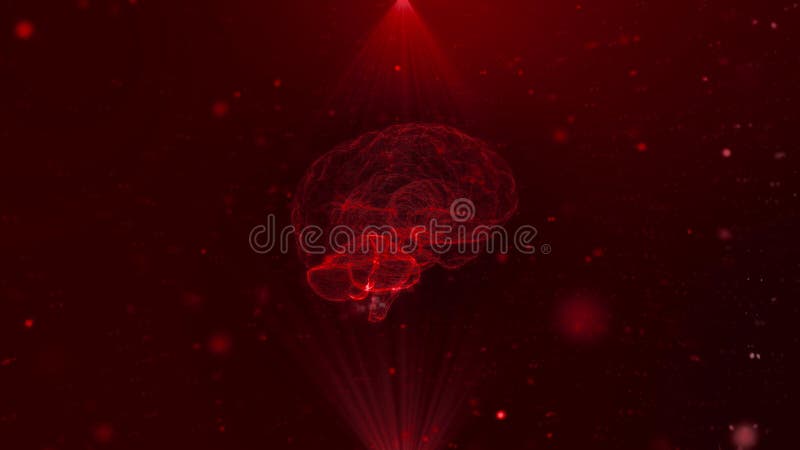 AI. Animated Three-dimensional Model of the Brain in the Rays of Red ...