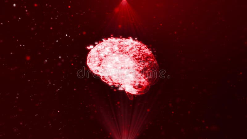 AI. Animated Three-dimensional Model of the Brain in the Rays of Red ...