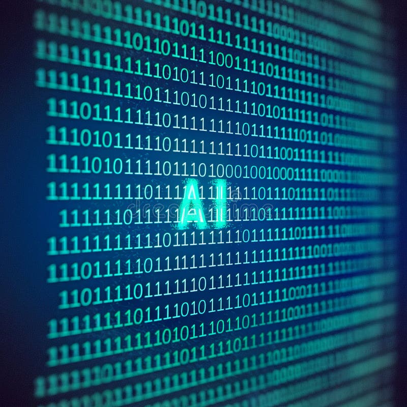 AI Appearing Over a Screen Full of Binary Code Stock Photo - Image of monitor, binary: 316606322