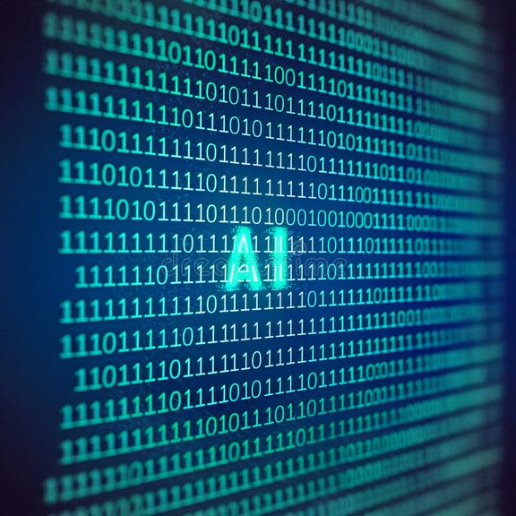 AI Appearing Over a Screen Full of Binary Code Stock Photo - Image of ...