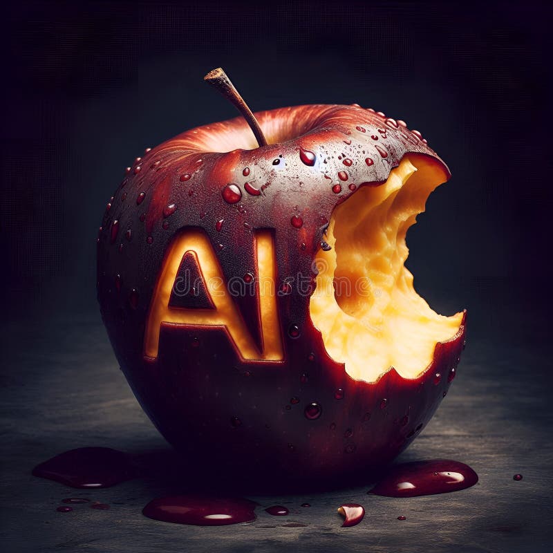 AI apple as a symbol stock illustration. Illustration of technology ...