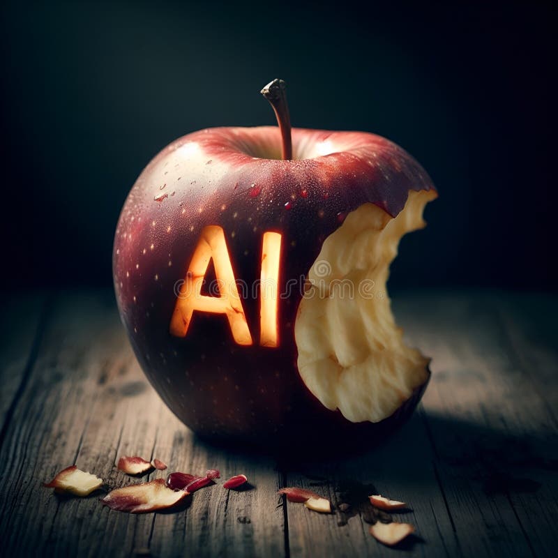 AI apple as a symbol stock illustration. Illustration of porcelain ...