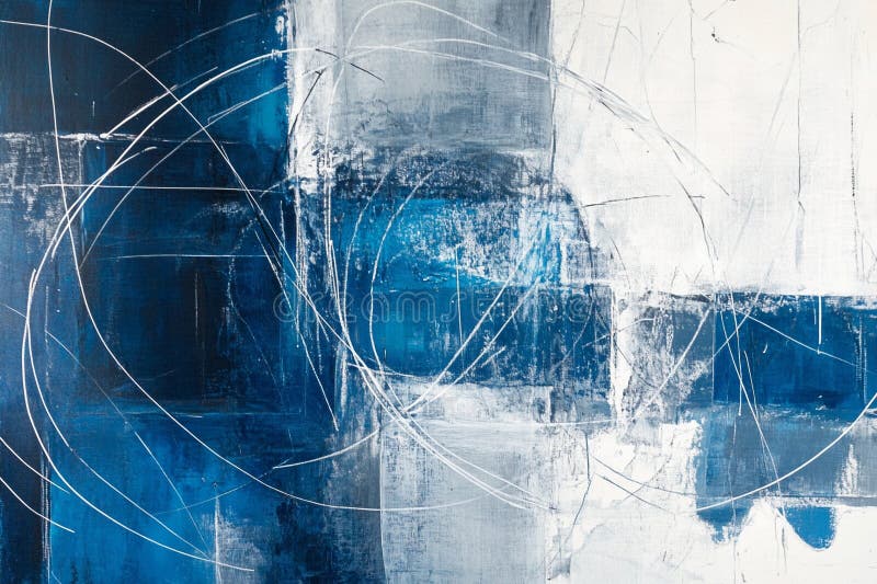 AI Art – Abstract Blue and White Composition with Dynamic Linework ...