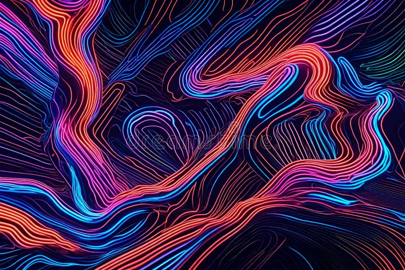 AI Art Featuring Vibrant Neon Lights in an Abstract Pattern Stock Photo ...