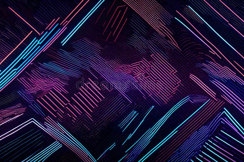 AI Art Featuring Vibrant Neon Lights in an Abstract Pattern Stock Photo ...