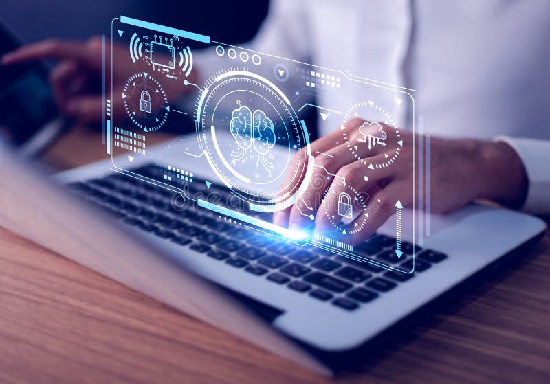 AI, Artificial Intelligence, Big Data, Internet of Things IoT. Man ...