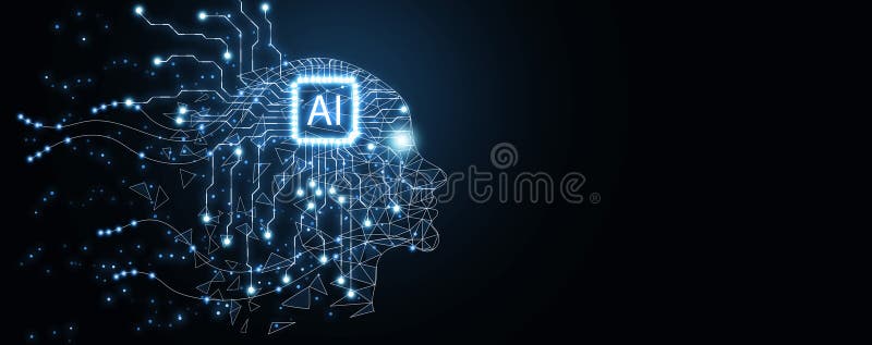 AI - Artificial Intelligence. Ai Brain and Mind. a Low-polygon Humanoid ...