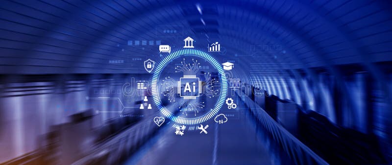 AI Artificial Intelligence for Business Concept. AI Brain Processors in ...