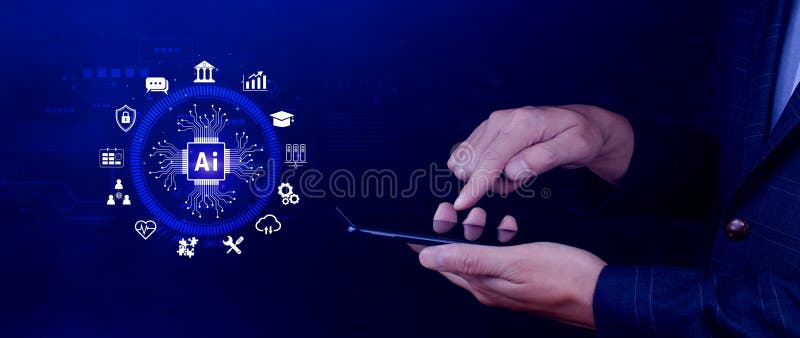 AI Artificial Intelligence for Business Concept. AI Brain Processors in ...