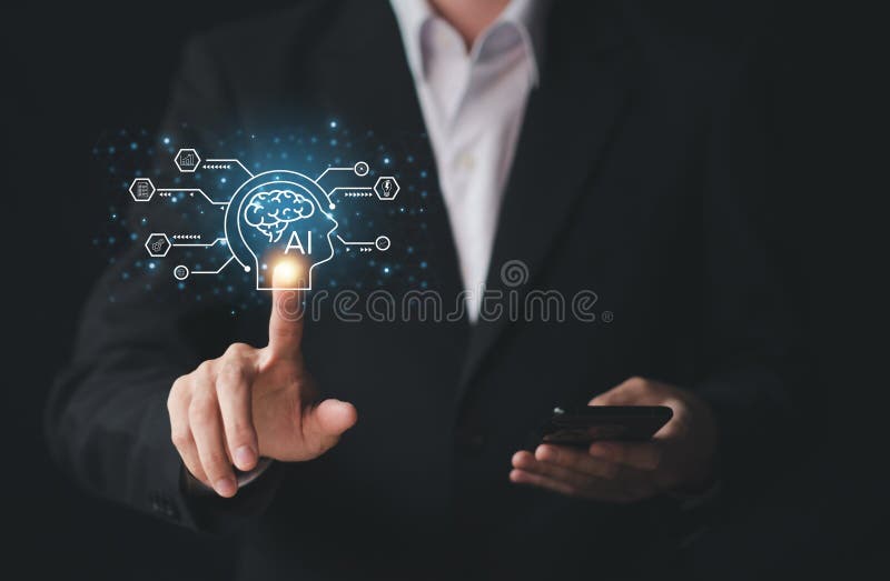 AI (Artificial Intelligence), Chatbot Growing Concept. Businessman Hand ...