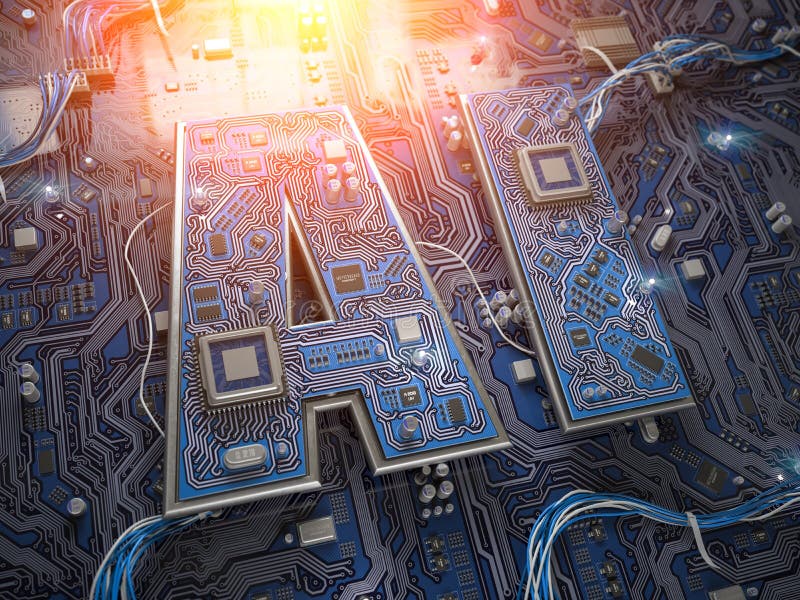AI, Artificial Intelligence. Computer Chips with CPU in Form of Stock ...