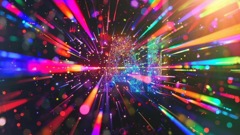 AI Artificial Intelligence Concept Art with Glittering Letters and ...