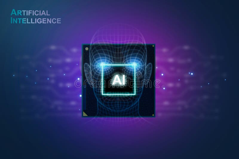 AI Artificial Intelligence Concept, Close Up of Microprocessor with ...