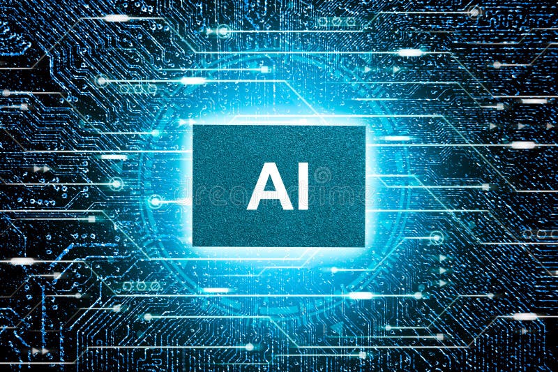 AI Artificial Intelligence Concept, Close Up of Microprocessor Glowing ...