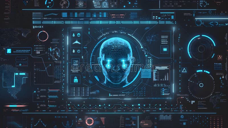 AI Artificial Intelligence Concept Deep Learning GUI Stock Illustration - Illustration of robot ...