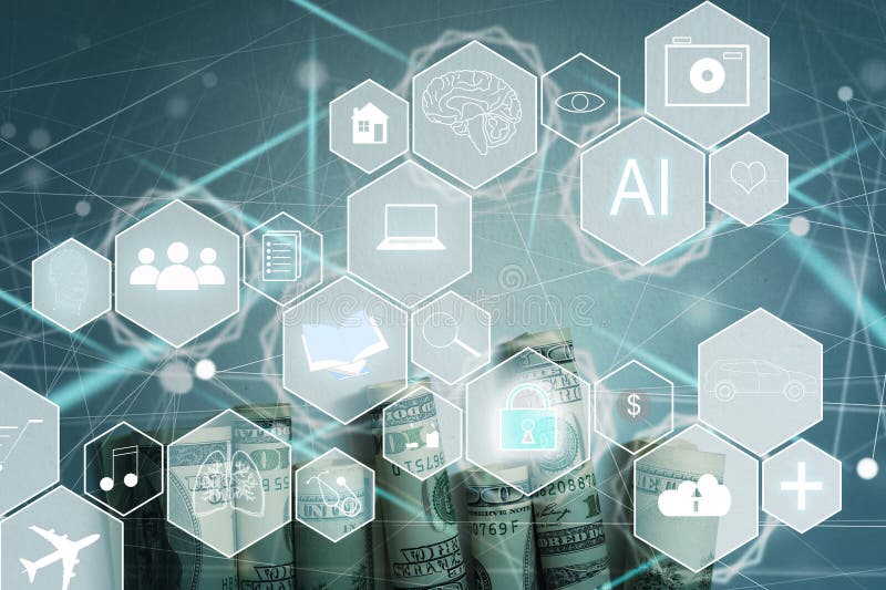 AI (Artificial Intelligence) Concept. Electronic Circuit. Communication ...