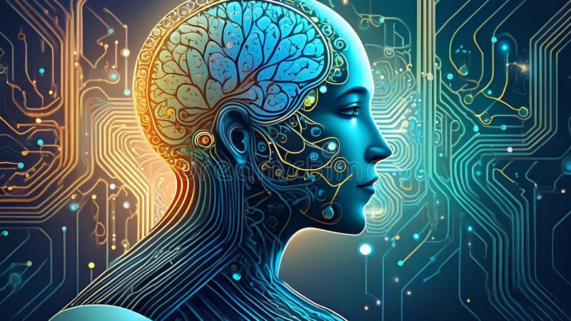 Microcircuits with Wiring on an Electronic Board. AI, Artificial ...