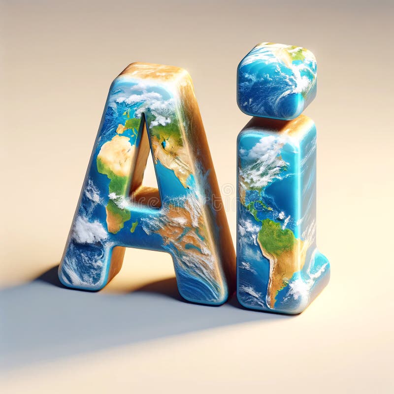 AI - Artificial Intelligence 3D Letters Covered by World Map Stock ...