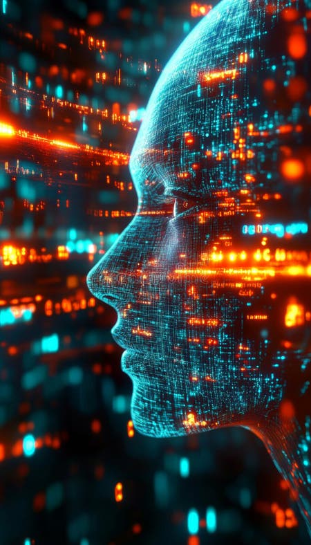 AI, Artificial Intelligence Digital Brain. Thinking Process Visualized ...