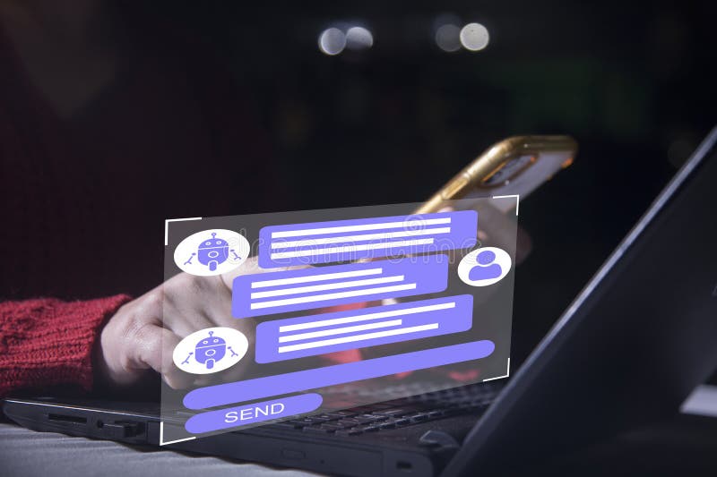 AI Artificial Intelligence, Digital Chatbot, Man Chatting with Digital ...