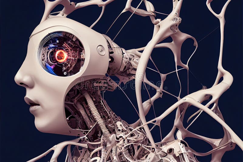 AI or Artificial Intelligence in Humanoid Head. Technology and Science ...