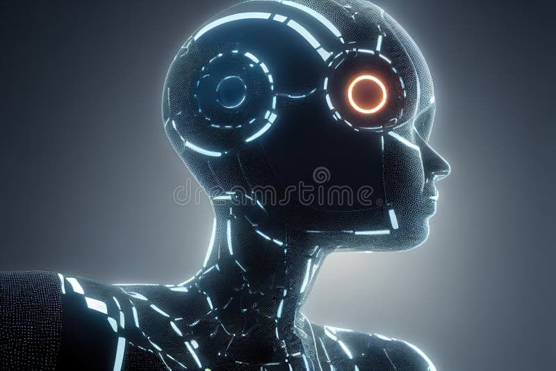 AI or Artificial Intelligence in Humanoid Head. Technology and Science ...