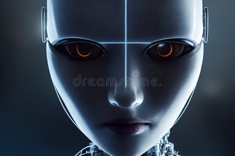 AI or Artificial Intelligence in Humanoid Head. Technology and Science ...