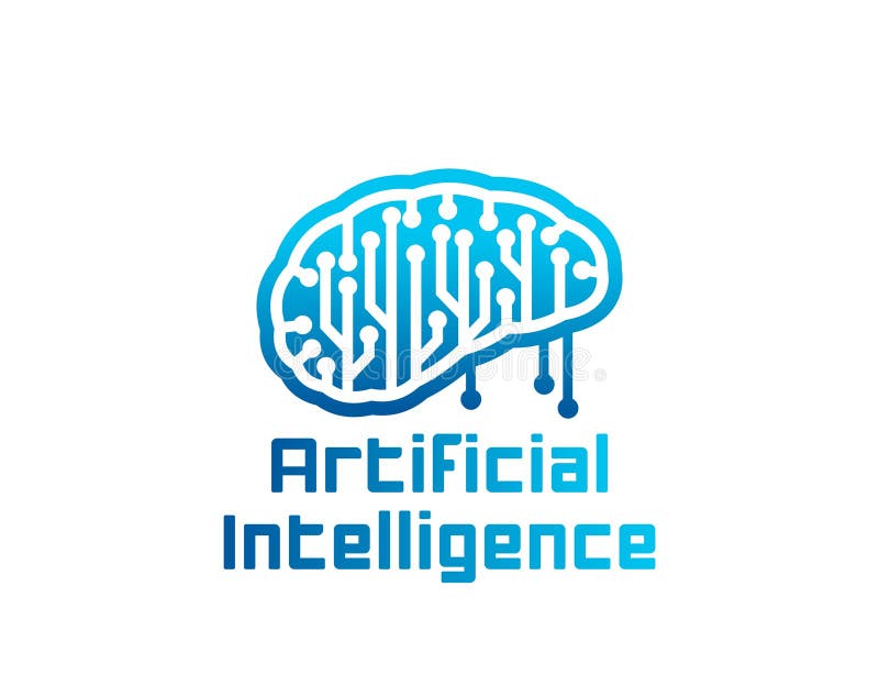 AI Artificial Intelligence Icon of Computer Brain Stock Vector ...
