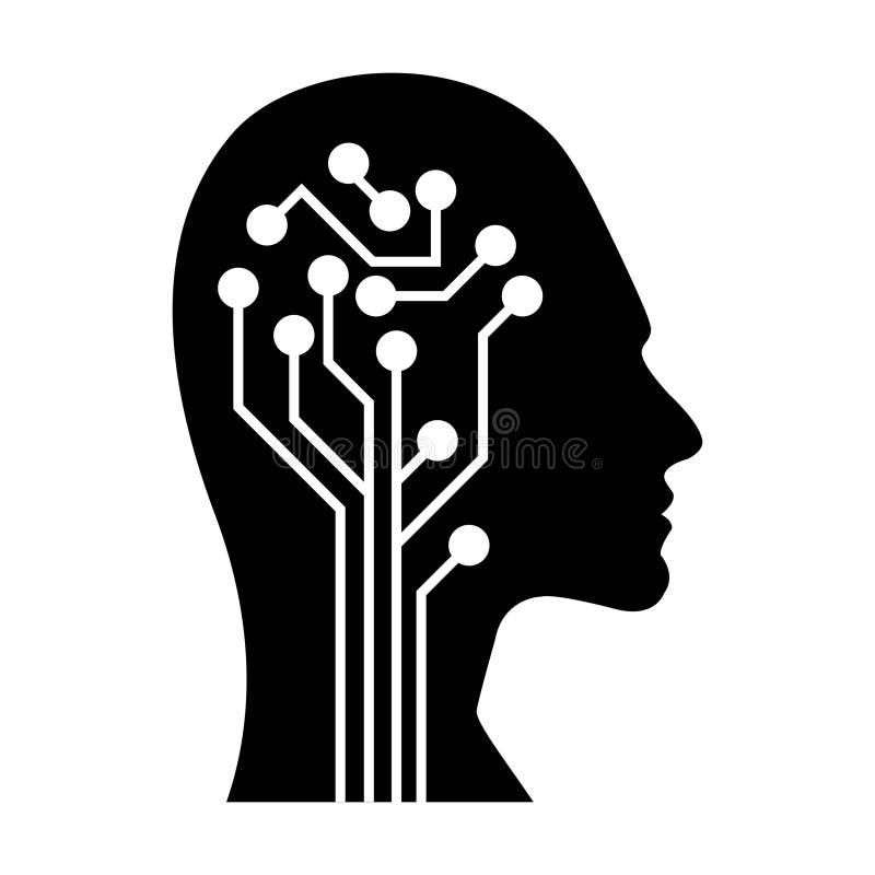 Ai Artificial Intelligence Icon Of Human Face With A Digital Chip On Brain For Computer And