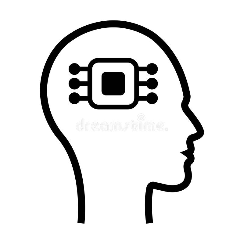 Ai Artificial Intelligence Icon Of Human Face With A Digital Chip On Brain For Computer And