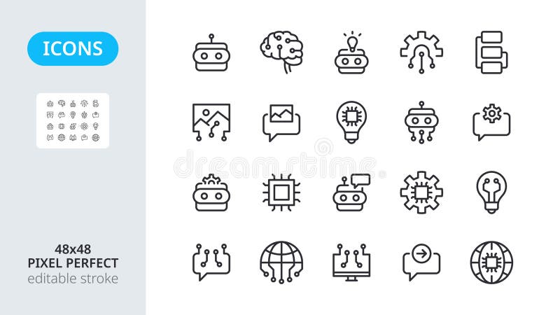 AI Artificial Intelligence Icons. Stock Vector - Illustration of ...