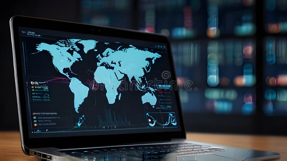 Businessman Using Laptop Computer on Innovation Technology Icons on ...