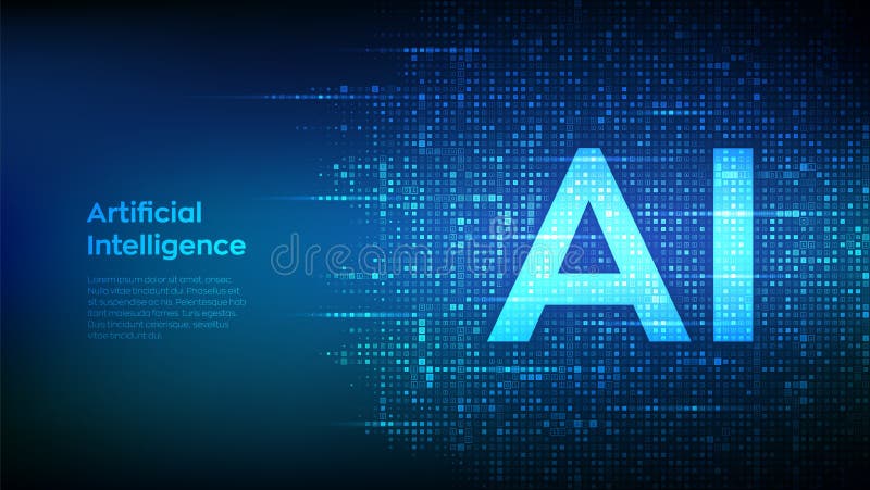 AI. Artificial Intelligence. Letters AI Made with Binary Code. Machine Learning Technology Stock ...