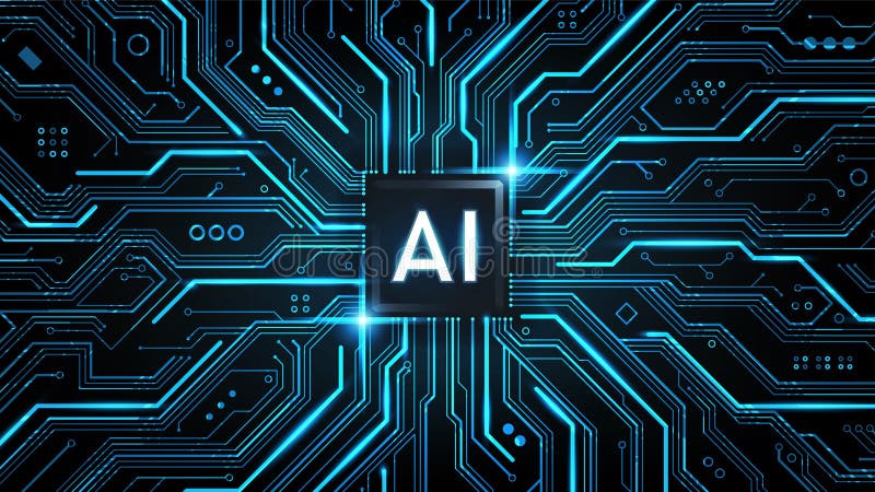 AI Artificial Intelligence Logo on Chipset Circuit Board, Vector ...