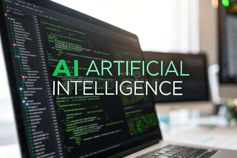 AI Artificial Intelligence Logo with Green Code Stock Illustration ...
