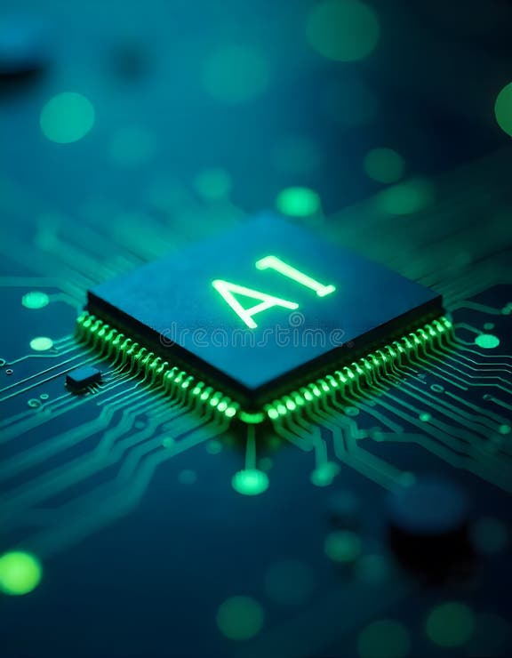 AI Artificial Intelligence, Machine Learning, Big Data Analysis, AI Microchip on Electric ...