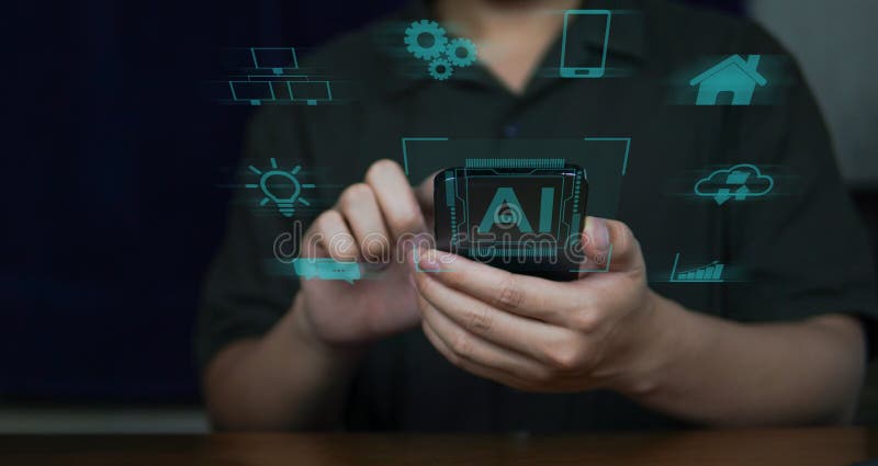 AI Artificial Intelligence People Using Technology Stock Illustration ...