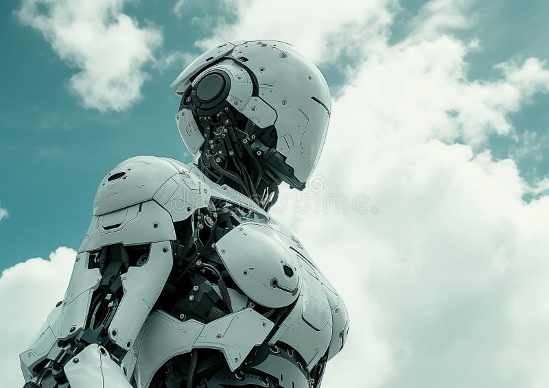 AI Artificial Intelligence Robot Head with Digital Graphic Brain Engine ...