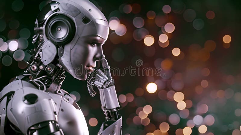 AI Artificial Intelligence Robot Head with Digital Graphic Brain Engine ...