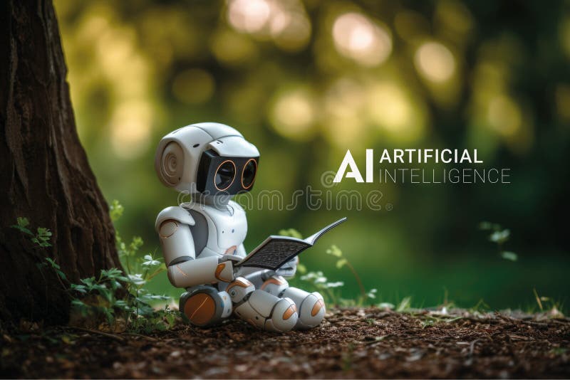 AI, Artificial Intelligence, Robot Reading a Book, Generative AI Stock ...
