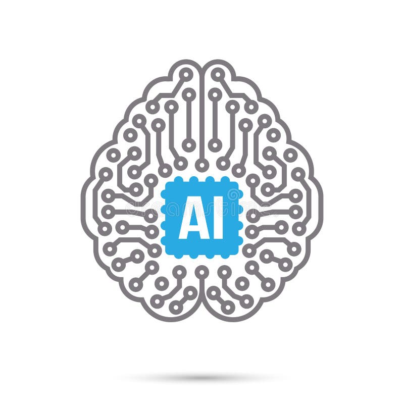 AI Artificial Intelligence Technology Circuit Brain Symbol Icon Stock ...