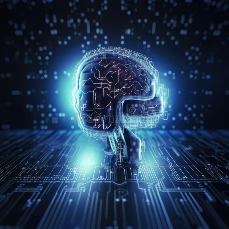 AI Artificial Intelligence Technology 3D Scene Stock Illustration ...