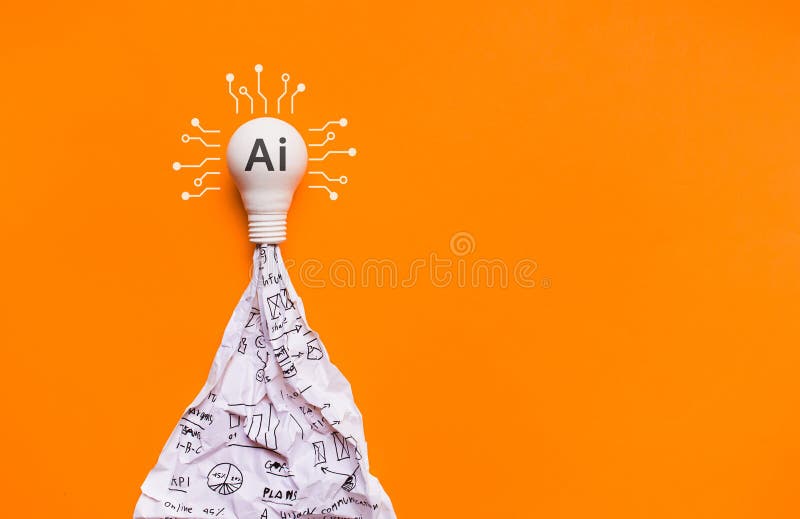 Ai Artificial Intelligence Technology with Ideas, Creativity and Light Bulb.work Performance ...