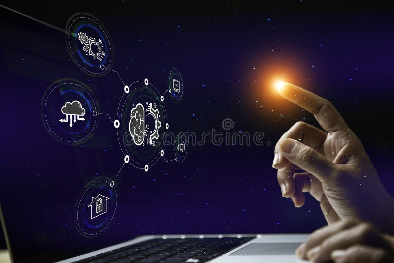 AI Technology Networks Connecting Wireless Devices. AI Technology is ...