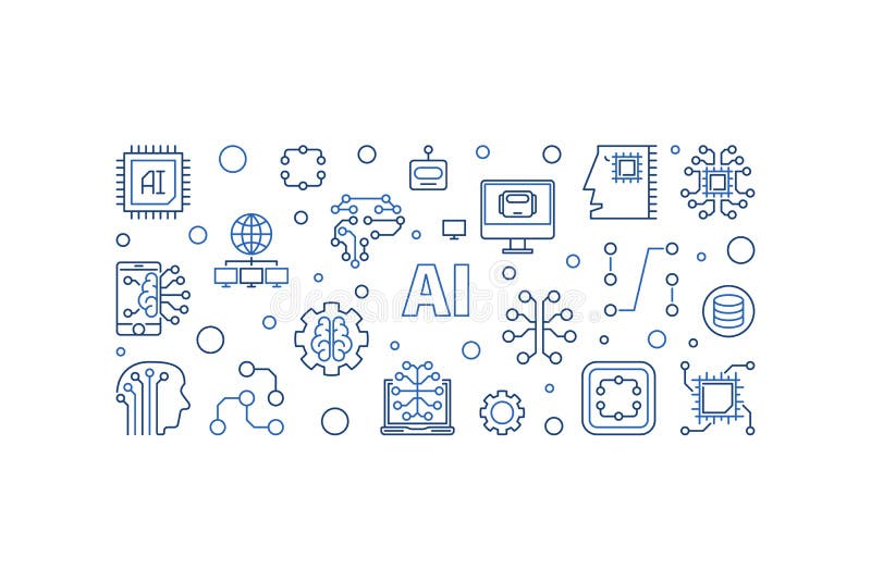 AI Artificial Intelligence Vector Outline Creative Banner Stock Vector ...